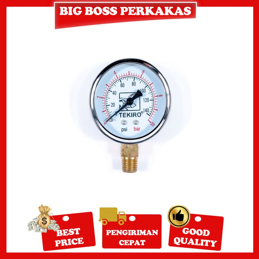 Tekiro Preasure Gauge 10 Bar / Wind Meter 10 Bar / manometer | Shopee ...