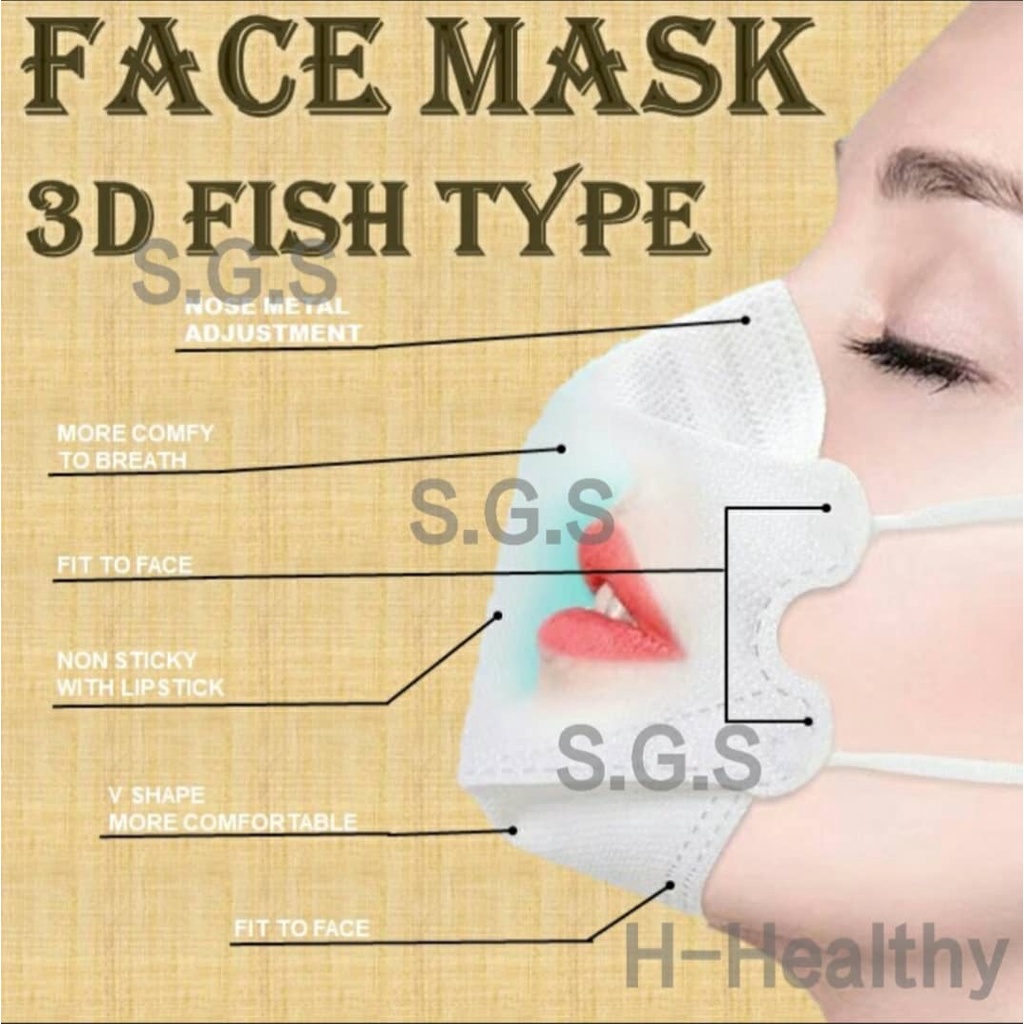 10pcs Bundle Pack Premium Korean KF94 Earloop Mask 3D Fish Face Mask ...