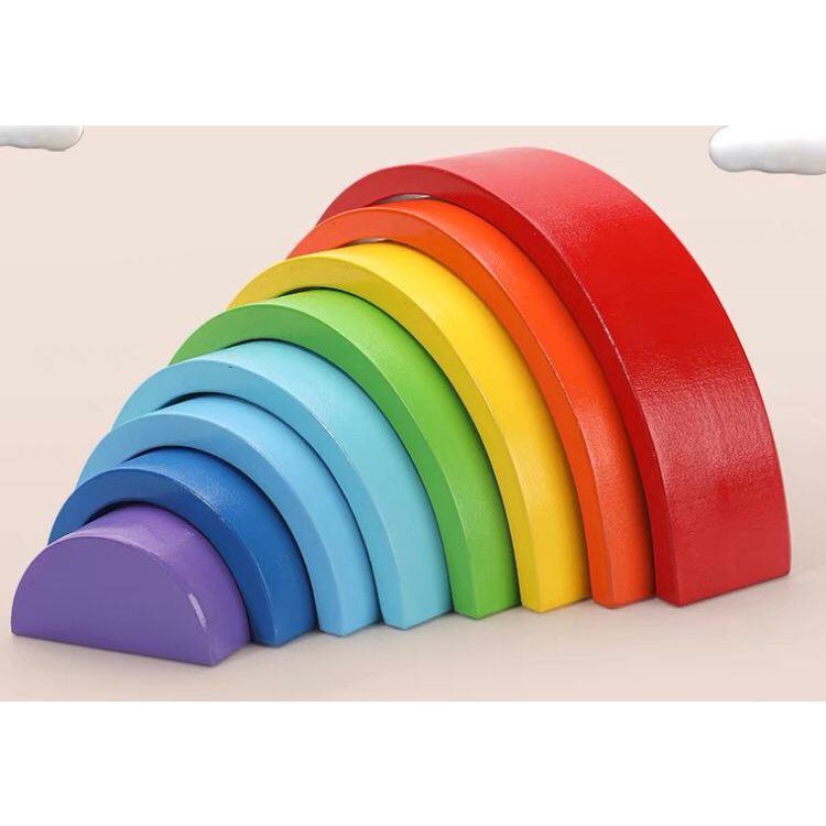 Wooden Rainbow Stacker (Middle size, 8psc) | Shopee Malaysia