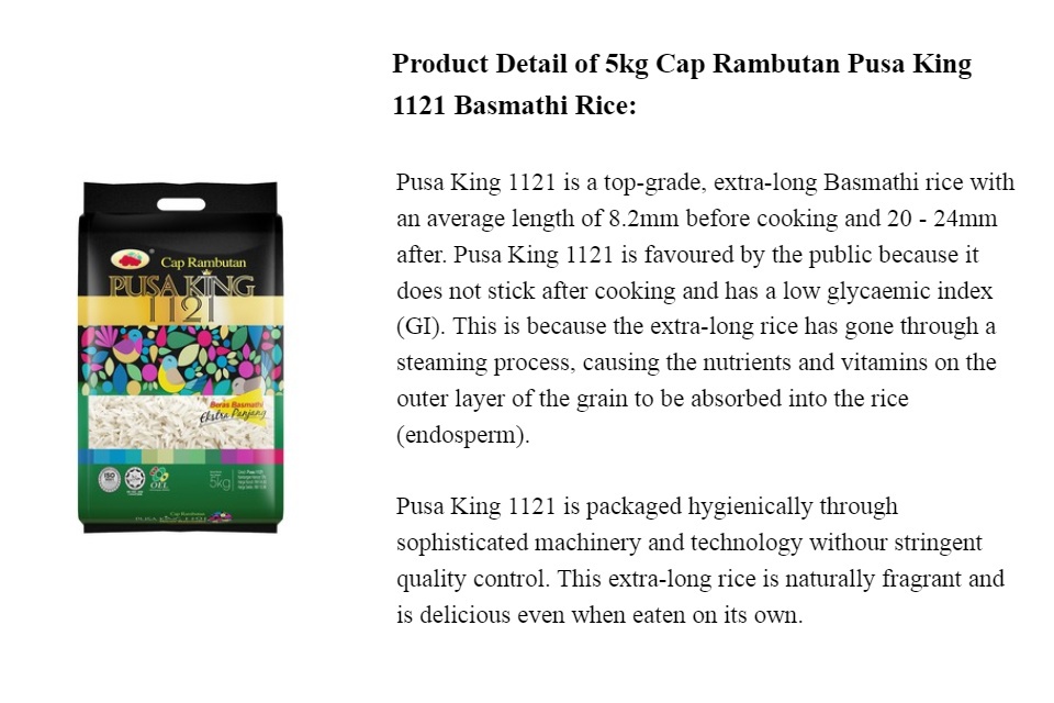 ROYALE BASMATHI CAP RAMBUTAN PUSA KING 1121 2KG | Shopee Malaysia