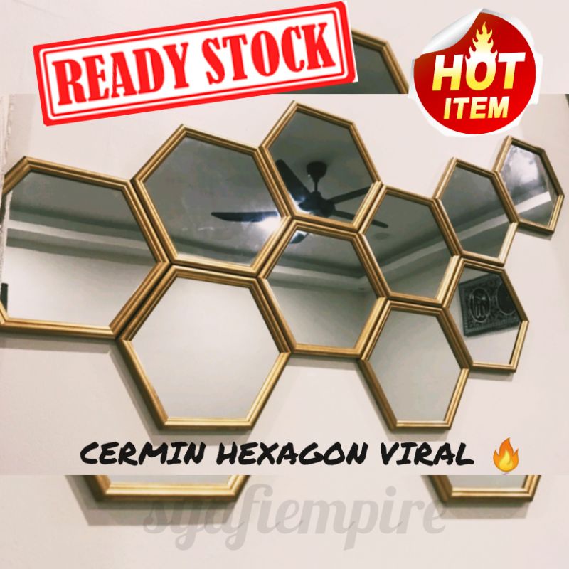READY STOCK 🇲🇾🔥HEXAGON MIRROR VIRAL/ CERMIN HEXAGON (C.H) / HIASAN ...