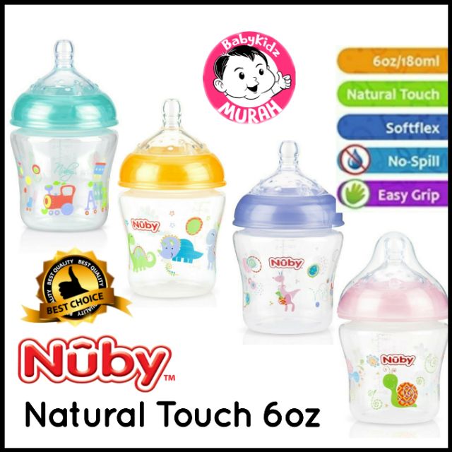 Botol Susu Nuby Natural Touch Infant Bottle 6oz (180ml) With Slow Flow Teat 0m+ | Botol Susu ...