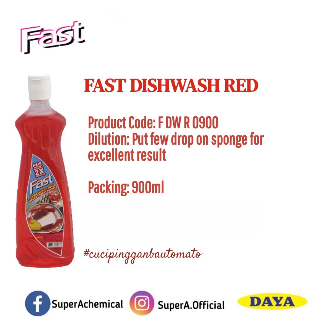 FAST Dishwashing Liquid Red 900ml | Shopee Malaysia