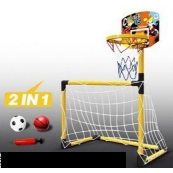 2 in 1 Soccer goal Backboard Basketball Hoop football With Ball ...