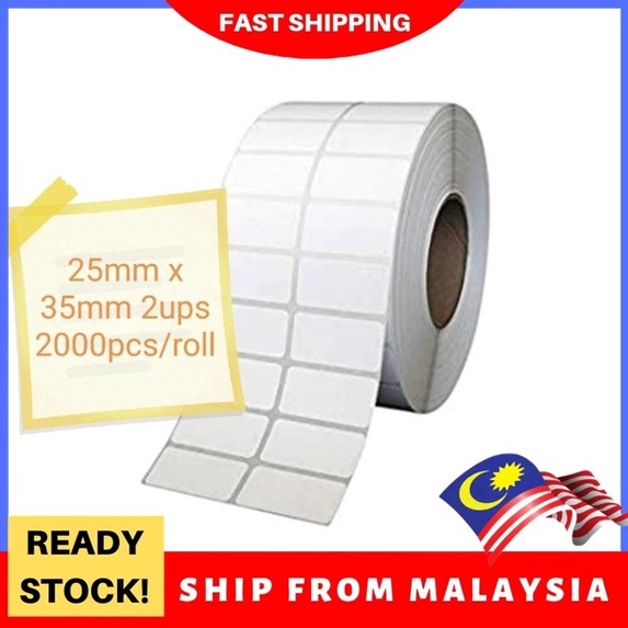 barcode label customize pre printed 2ups 25mm x 35mm (M.STOCK) | Shopee ...