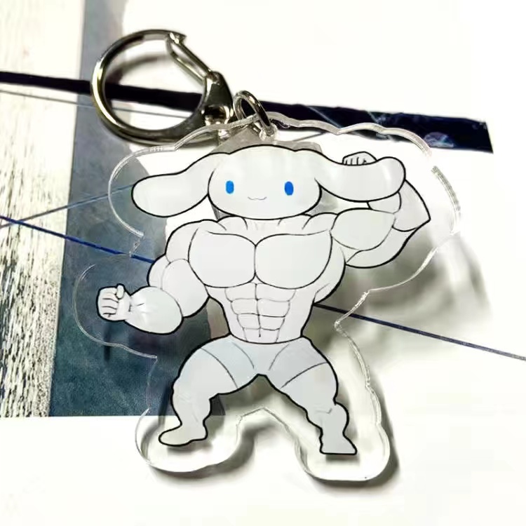 Cute Muscle Sanrio Keychain Macho Melody Kuromi Jade Dog Fitness Couple ...