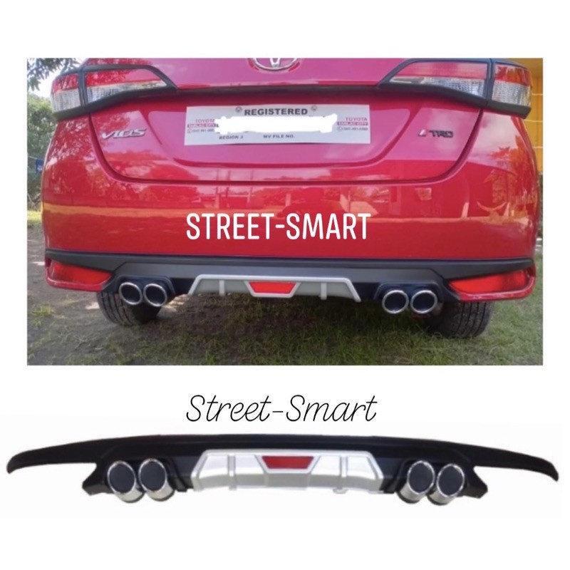 ☸Toyota Vios 2019 to 2021 Gen 4 Rear Bumper Lip Diffuser Black Chrome ...