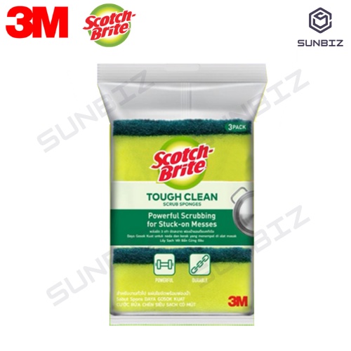 3M Scotch Brite Scouring Sponge Dish Pot Wash Cleaning Span Basuh Cuci ...