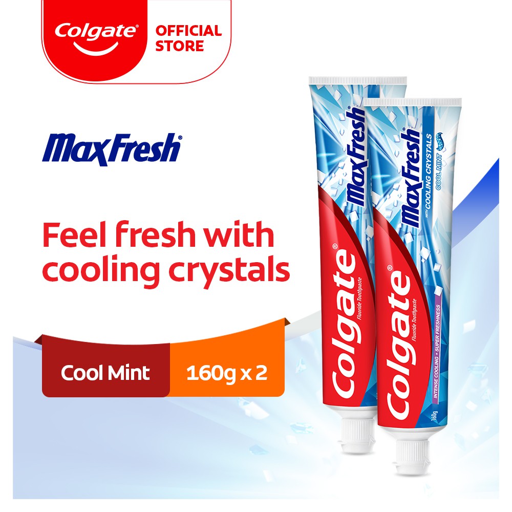 Colgate Max Fresh Cool Mint Toothpaste Value Pack (160g x 2) | Shopee ...