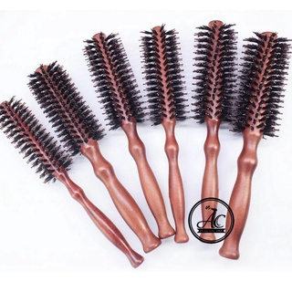 Wooden Rolling Comb Hair Brush Hair Comb Anti-Static Round Comb Blower ...