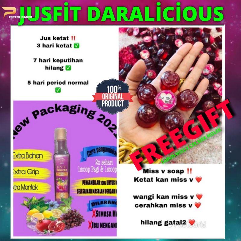 JUSFIT DARALICIOUS [💯ORIGINAL]💥 FREEGİFT SABUN 💥READY STOCK | Shopee ...