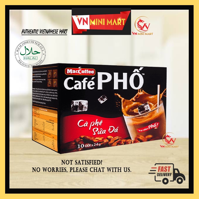 [Halal] MacCoffee Cafe Street Ice Milk Coffee 240g (10 packs x 24g ...