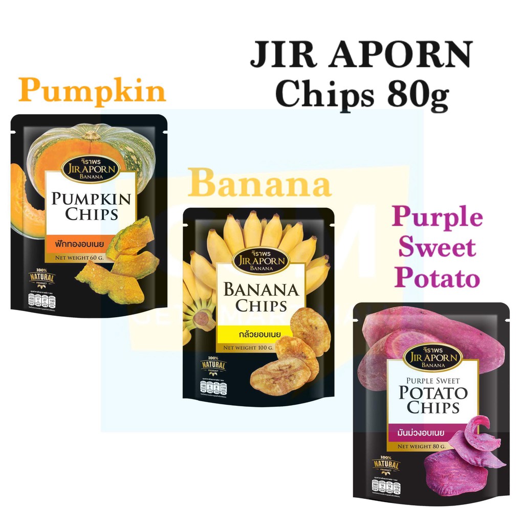JIR APORN Chips 80g (Purple Sweet Potato Chips / Pumpkin Chip / Banana Chip) | Shopee Malaysia