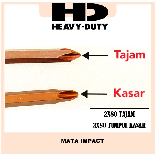 MATA IMPACT POWER BIT 2X80 / 3X80 TAJAM TUMPUL KASAR MATA IMPACK KEPALA ...