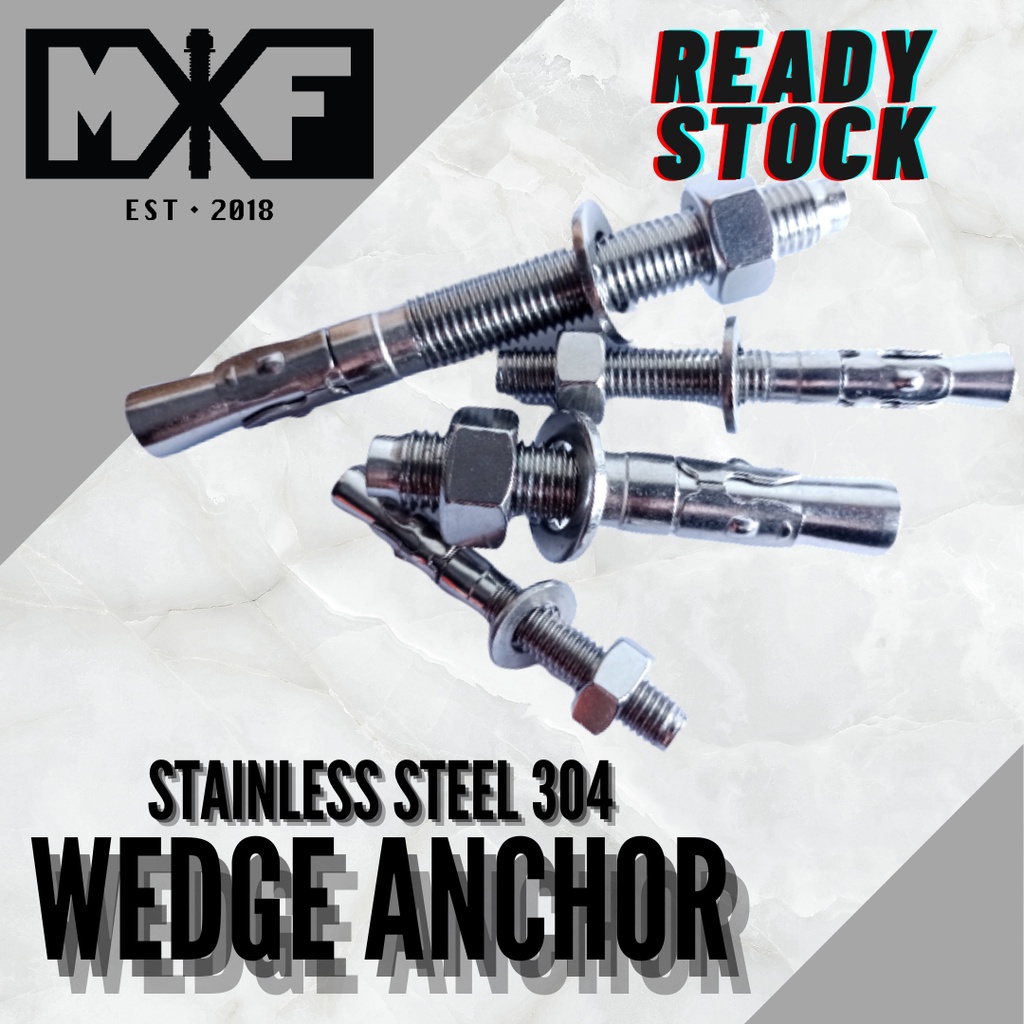 M8/M10/M12 STAINLESS STEEL 304 WEDGE ANCHOR/WALL PLUG | Shopee Malaysia