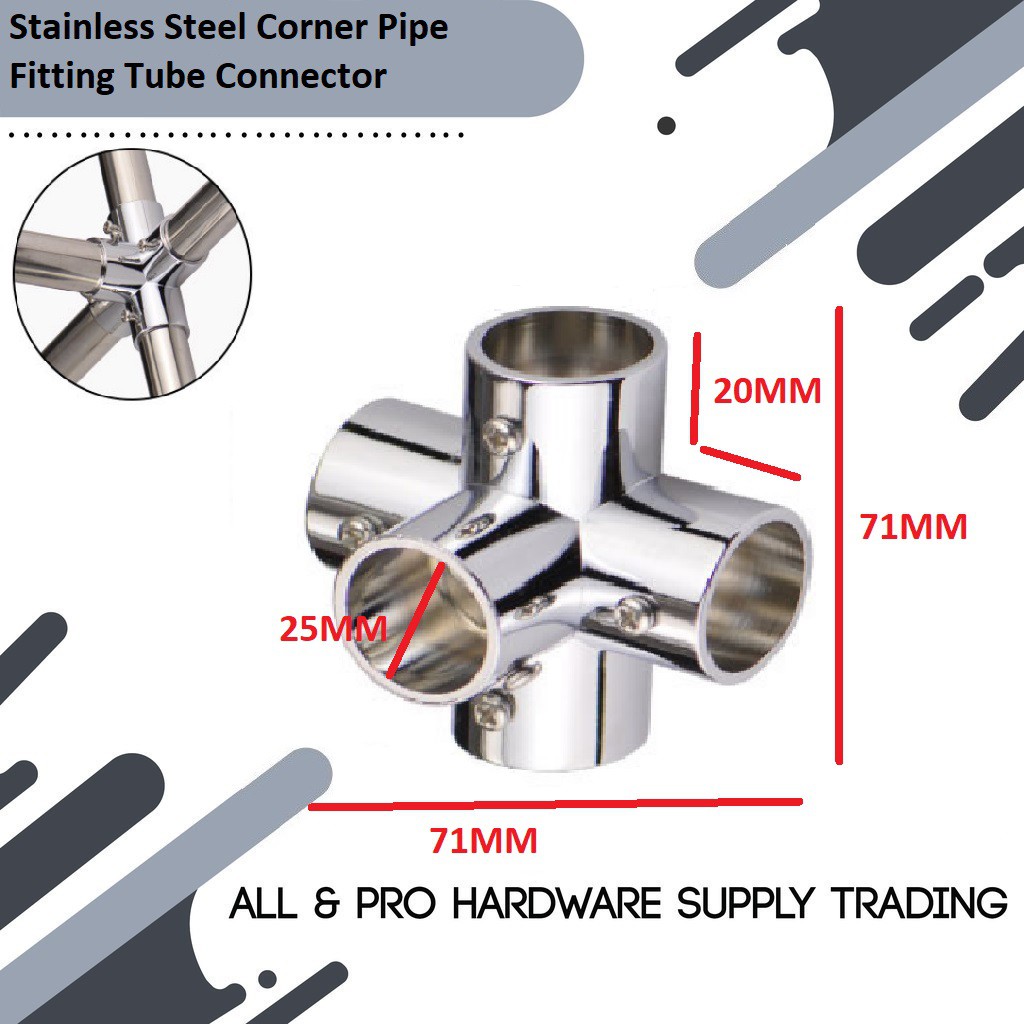 Stainless Steel Corner Pipe Fitting Tube Connector 25MM | Shopee Malaysia