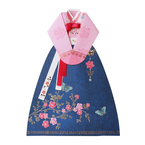 Korean blue butterfly watercolor Hanbok card Hanbok 한肖 Traditional ...