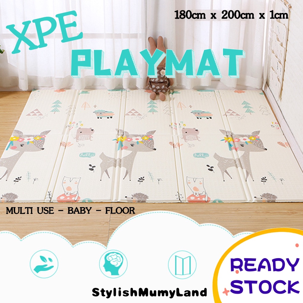 【Stylish】Baby Anti-slip Play Mat (Double sided cute printing) 200cm ...