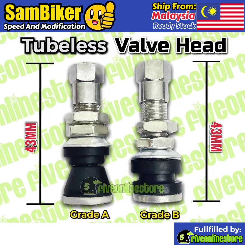 UNIVERSAL Motorcycle Tubeless Valve Head Nut Wheel Screw 43MM Grade A ...