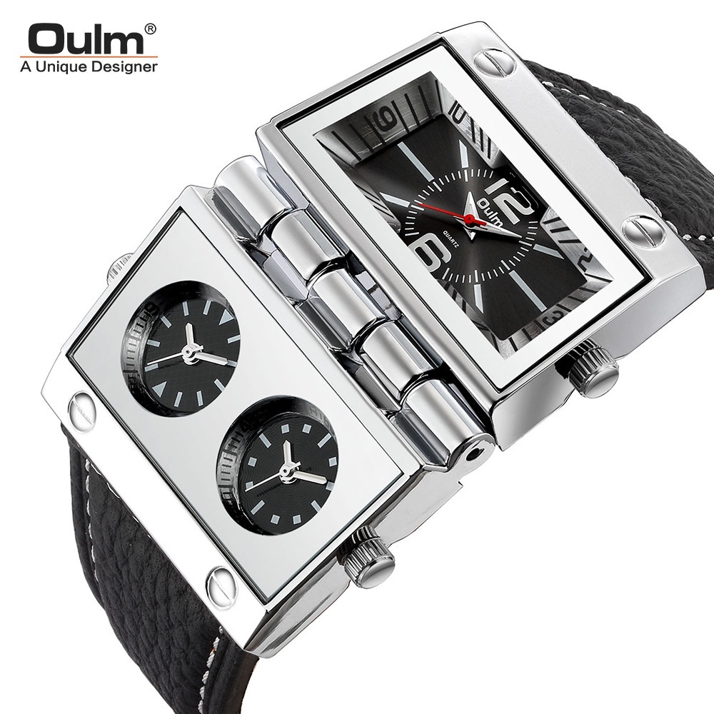 Oulm oulum men's watch large dial fashion watch multi time zone ...
