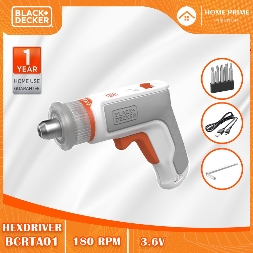 BLACK + DECKER BCRTA01 3.6V Cordless HEXDRIVER™ Electric Screwdriver ...