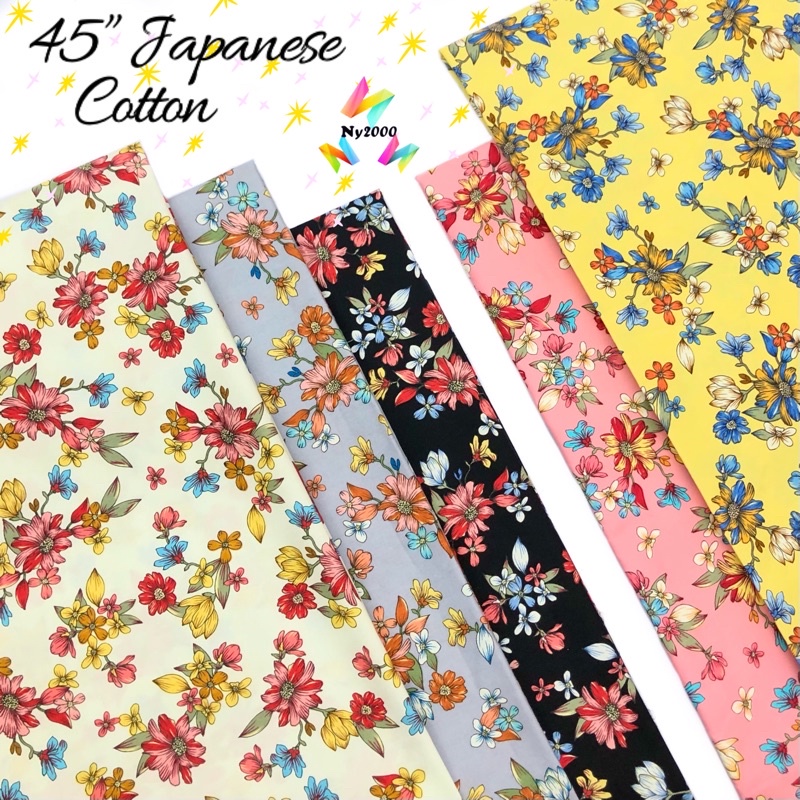 💮 Kain Japanese Cotton 💮 Corak Bunga Cantik Bidang 45” / Summer Flower ...