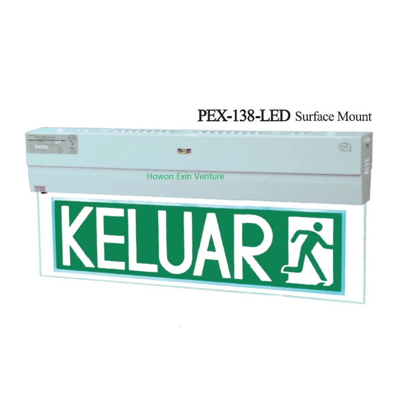 PNE PEX-138-LED Self-Contained Emergency KELUAR Sign Slimline Design ...
