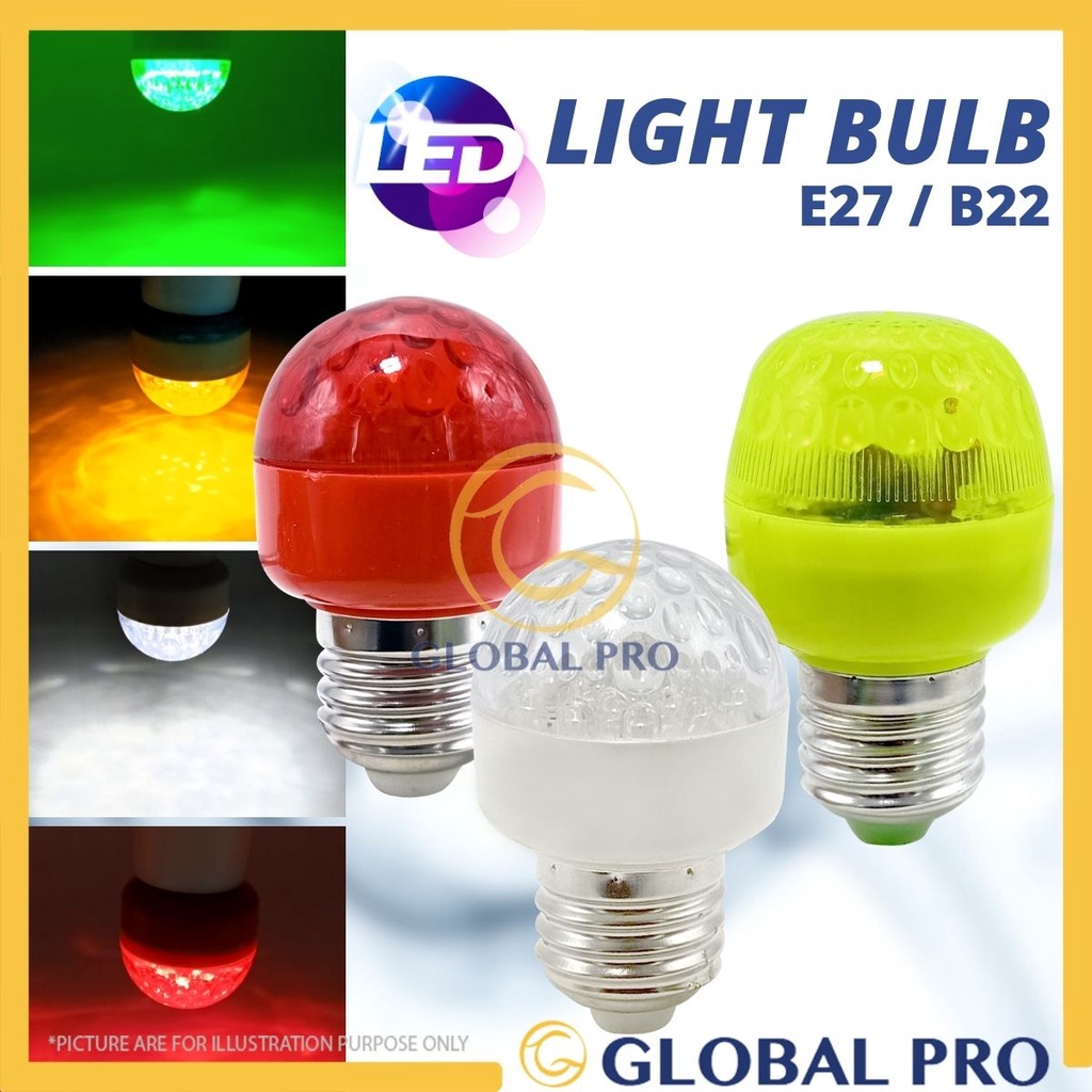 5W E27 / B22 LED Colour Bulb White/ Yellow/ Green/Red Lampu Restaurant ...