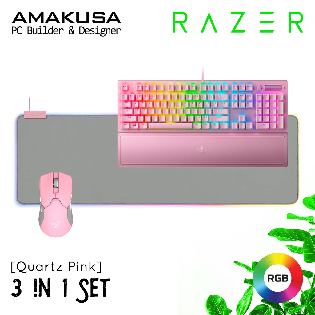 Razer Quartz Pink 3 in 1 Set Blackwidow V3 Keyboard Viper Ultimate ...