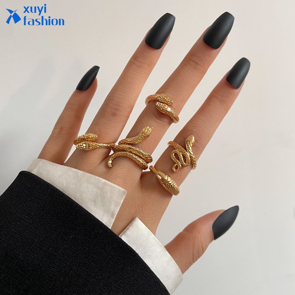 Dodder 5Pcs/set Retro Snake Ring Set Personalized Gold Rings for Women ...