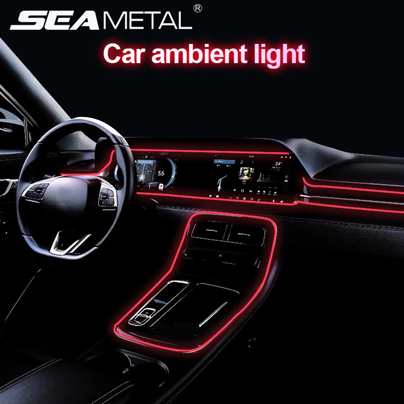 USB Car Neon Light 1/3/5m Optical Fiber Strips Flexible Decorative ...