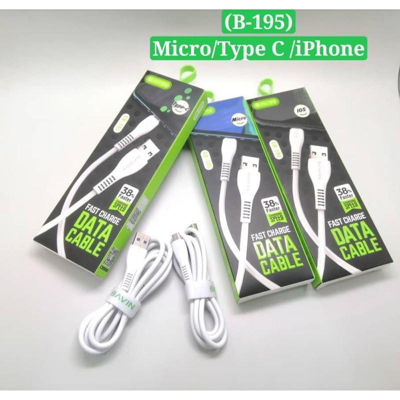 Bavin Cable 2.4A Fast Charge Data Cable B-195 white colour Micro｜TYPE C ...