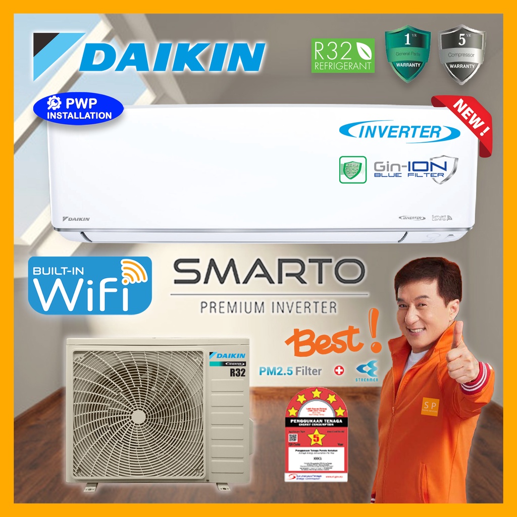 [WIFI] Daikin Smarto 1HP/1.5HP/2HP R32 Premium Inverter Air Conditioner ...