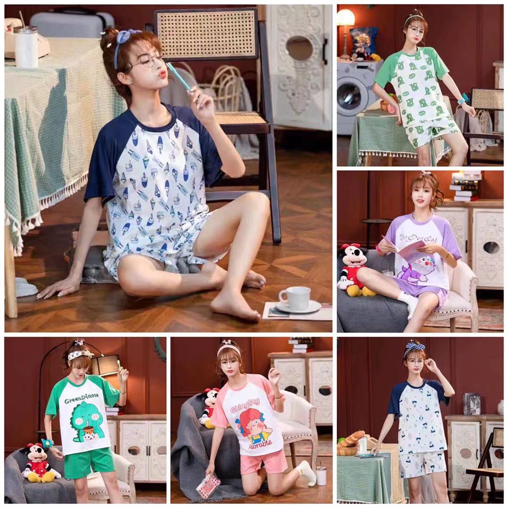 SF_ Pyjamas Women Girl Short Sleeve Cotton Sleepwear Dress Nightwear ...