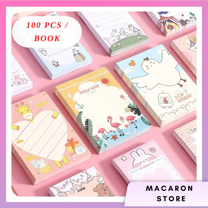 Sticky Notes set cute 100sheets Ins Colorful Notepad Cartoon Girls ...
