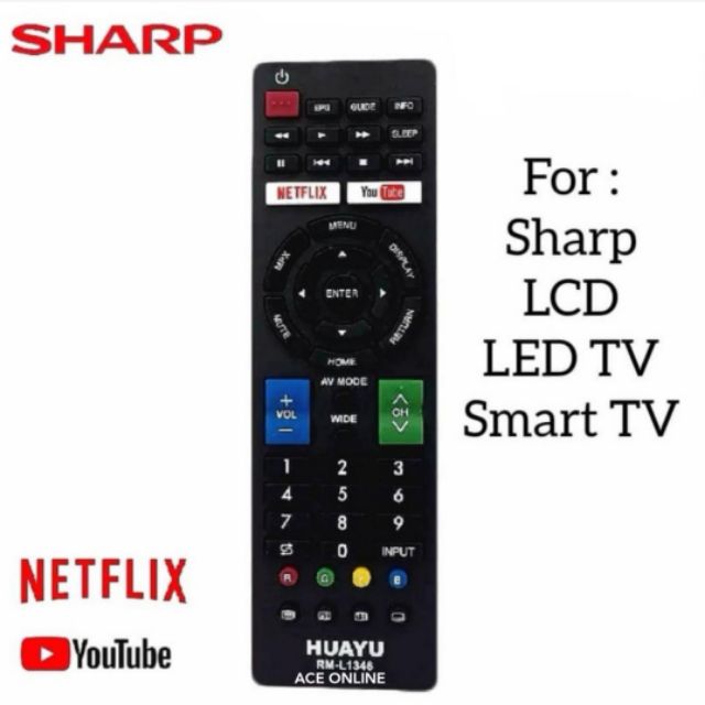 Replacement Remote Control For Sharp TV LED/LCD/3D/Smart TV/NETFLIX RM ...