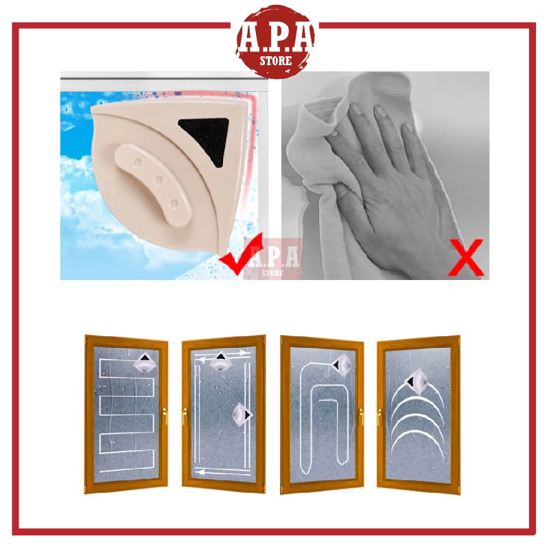 APA Double Sided Magnetic Window Glass Cleaner Home Wiper Surface ...