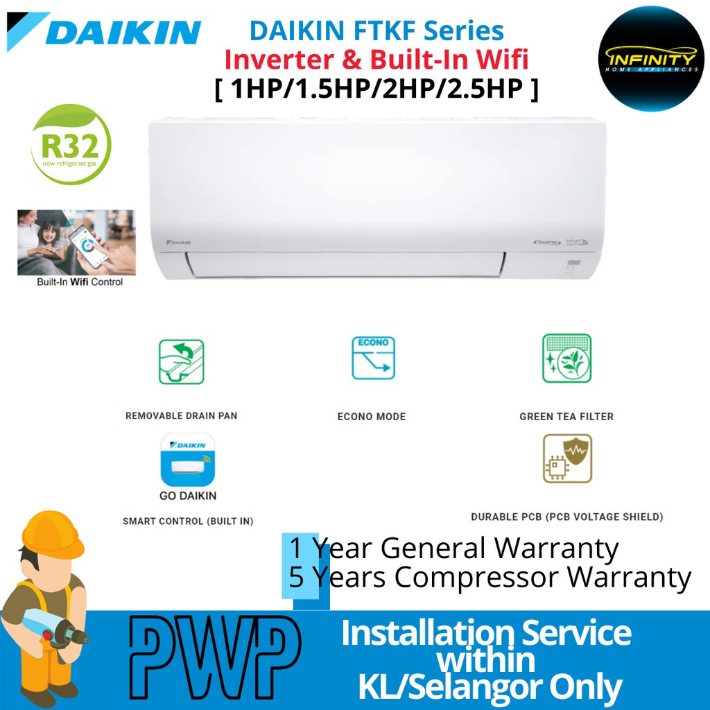Daikin Inverter FTKF Series Air Conditioner WIFI Air cond | Shopee Malaysia