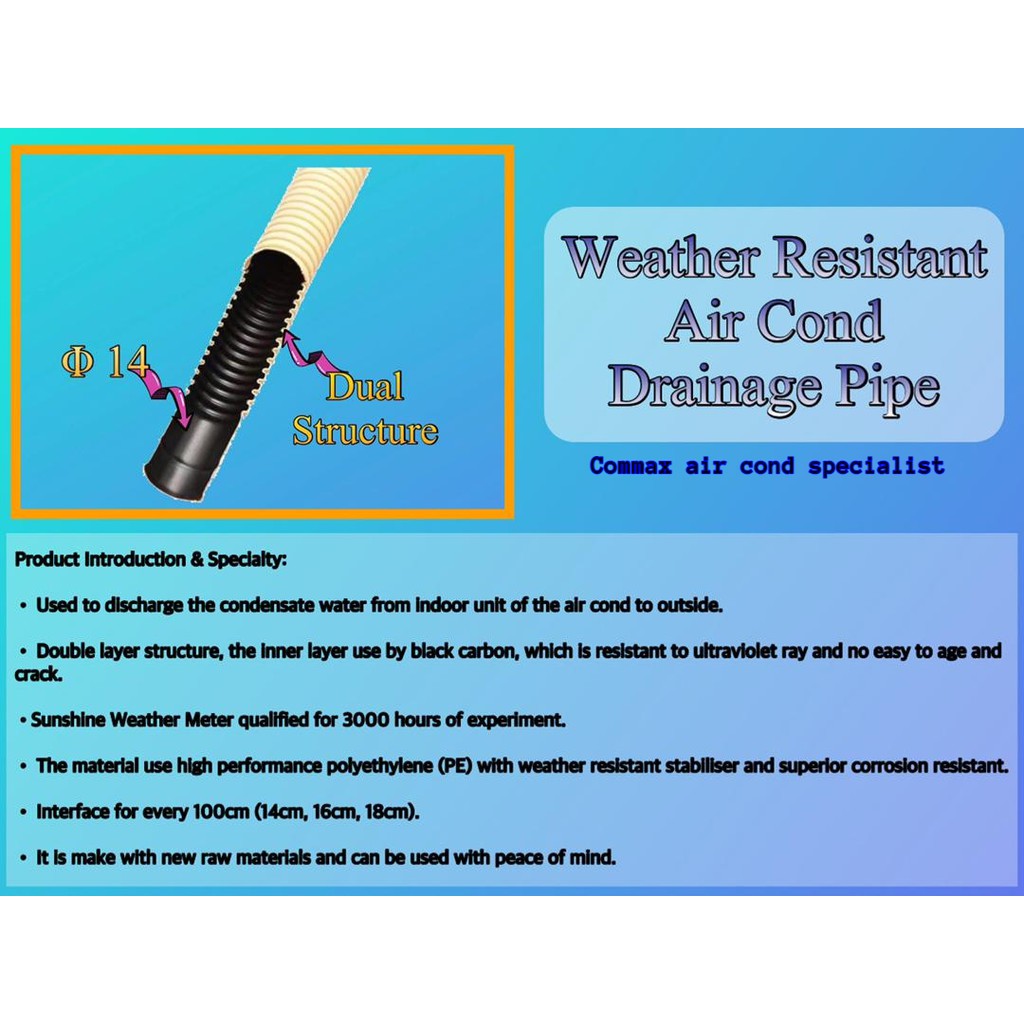 1 Meter High quality 14mm air conditioner double layer flexible PVC ...