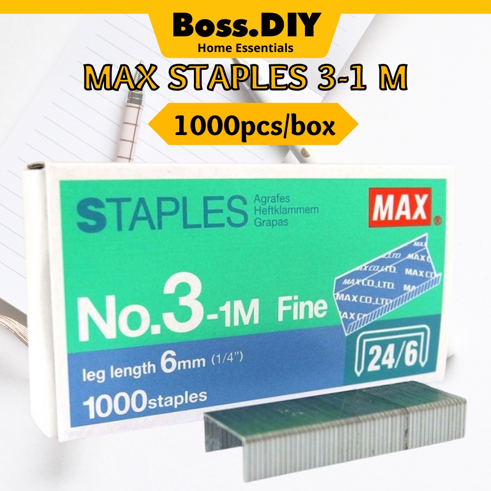 MAX Staples No. 3-1M (24/6) (1000pcs/box) | Shopee Malaysia