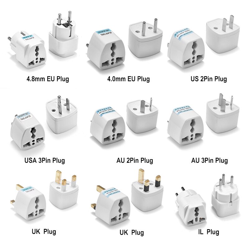 1pcs Universal AU UK US EU Plug Adapter US to EU Converter Black/White Australian Euro Travel ...