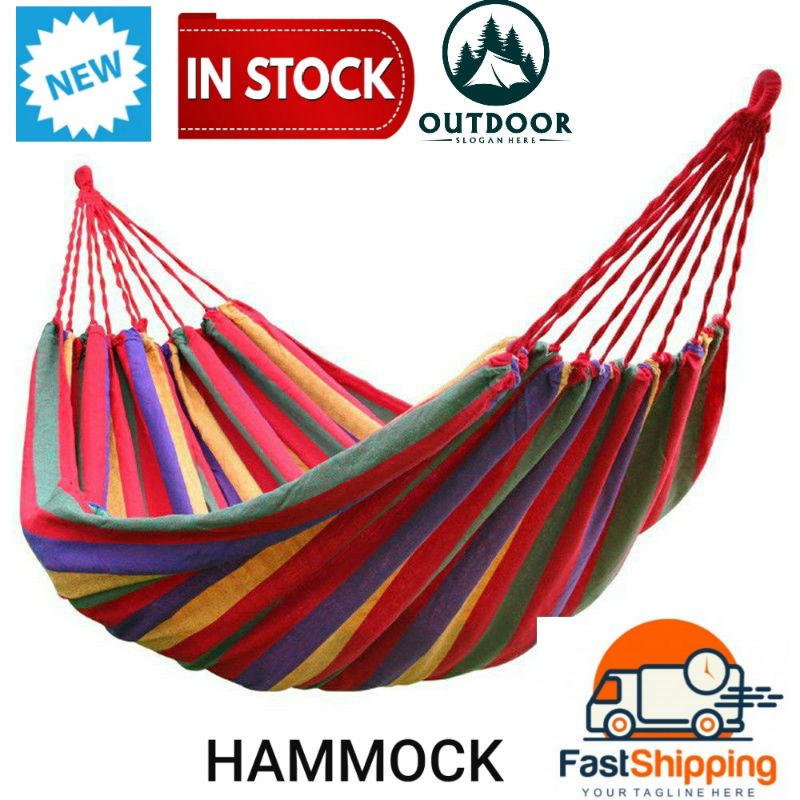 Rainbow Hammock Outdoor Canvas Fabric Camping Striped Hammocks Tree ...