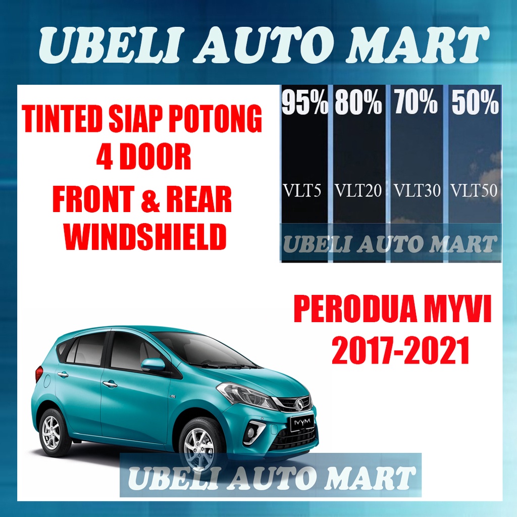 2PLY Perodua Myvi 2017-2021 4 Pintu Siap Potong Tinted UV Hitam / Siap ...