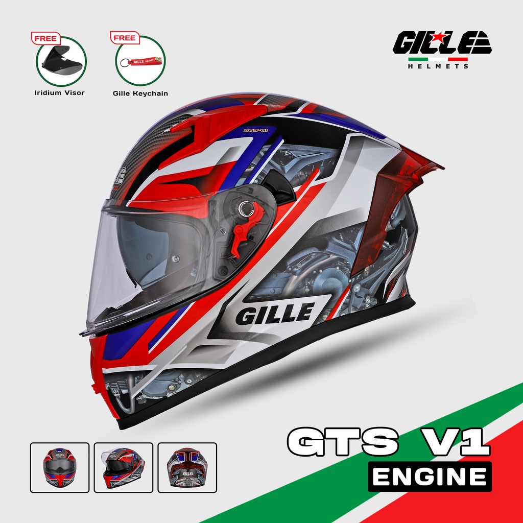 Gille Helmet 135 GTS V1 ENGINE Motorcycle Helmets Full Face Dual Visor ...