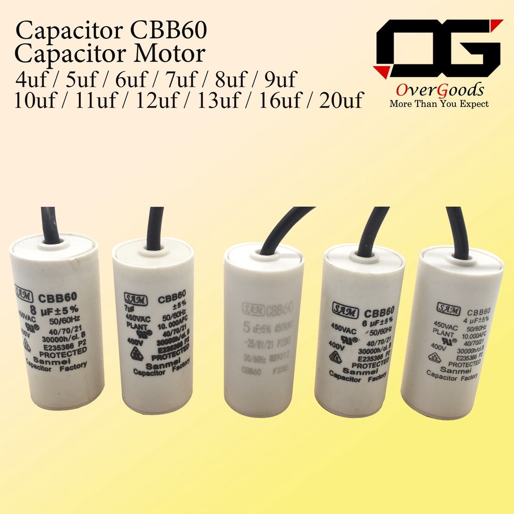 CBB60 Capacitor Capasitor Kapasitor 4uf 5uf 6uf 7uf 8uf 9uf 10uf 11uf ...