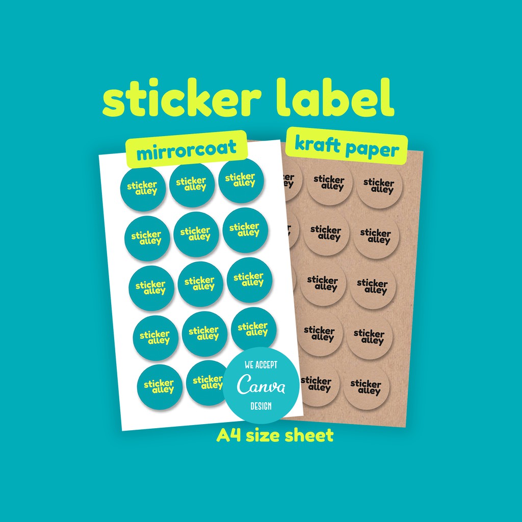 Custom Size Sticker Label Mirrorkote / Kraft A4 Size Full Colour ...