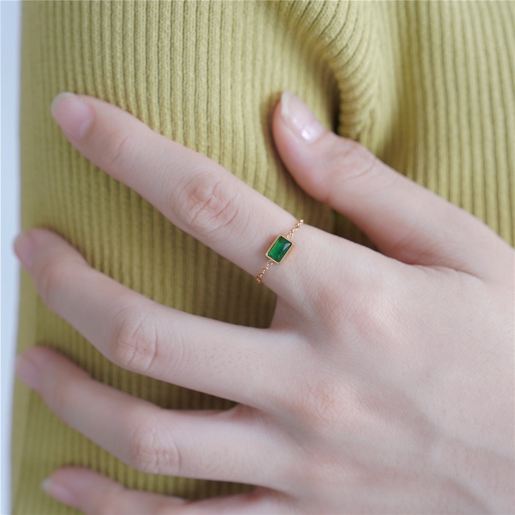 New Style Pull-Out Emerald Adjustable Chain Ring Titanium Steel Non ...