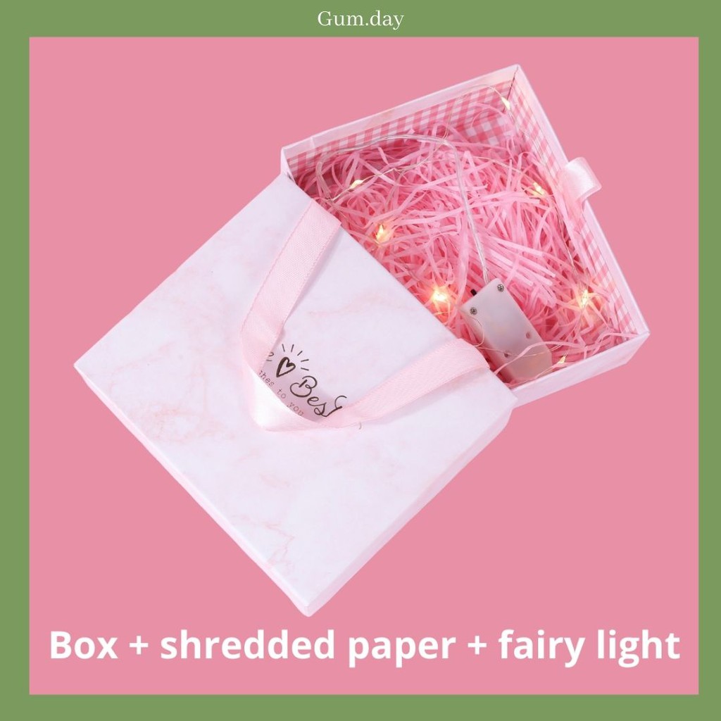 Pink box viral gift box with shredded paper fairy light surprise idea ...