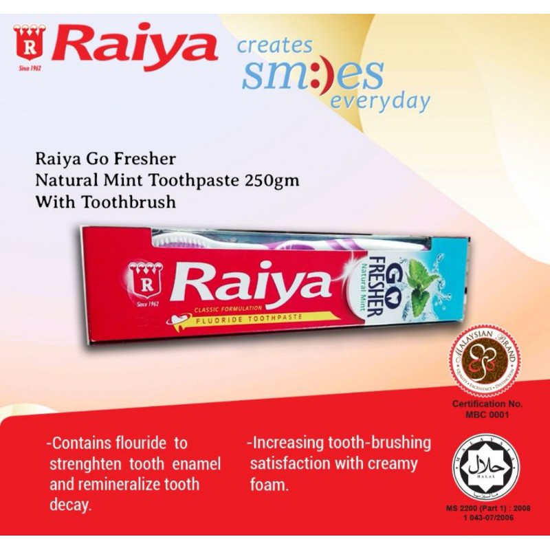 Raiya Natural Mint Fluoride Toothpaste 250g | Shopee Malaysia
