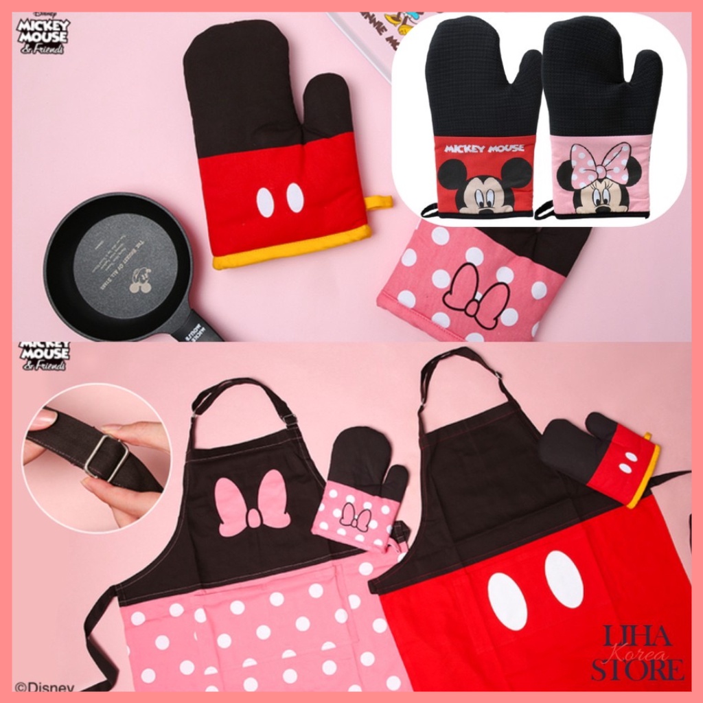 Daiso Korea x Disney Mickey Kitchen Series Kitchen Gloves_Kitchen Apron ...
